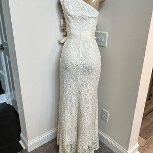 Juno | Dresses | Juno Ivory One Shoulder Lace Gown Dress | Poshmark